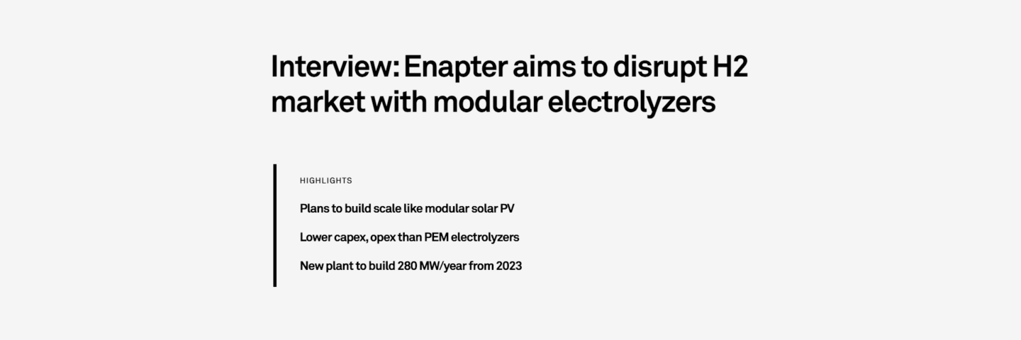 S&P Global: Enapter Aims to Disrupt H2 Market with Modular Electrolyzers